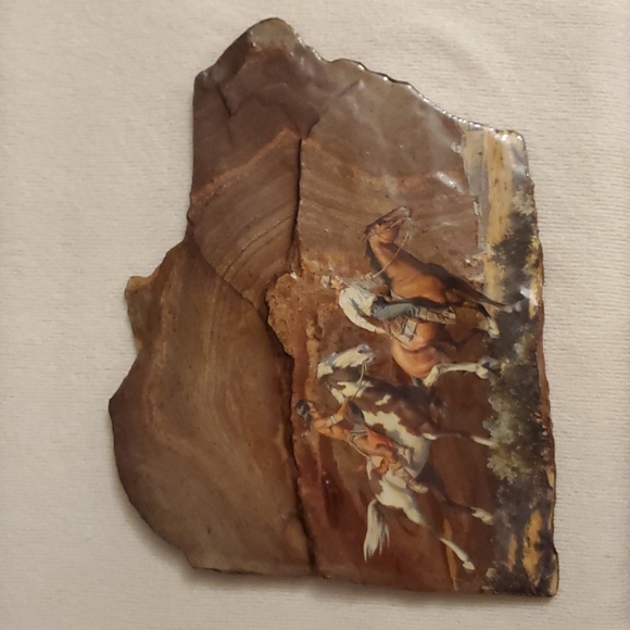 Unbranded | Art | Native American Cowboy Rock Slab Art Amazing Piece Of ...